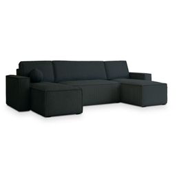 WOHNLANDSCHAFT PESANO P Schwarz Kordstoff mit Schlaffunktion