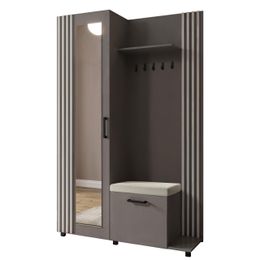 GARDEROBENSCHRANK ARMADIO 137/207/42 cm Modern Garderobe-Set Grau