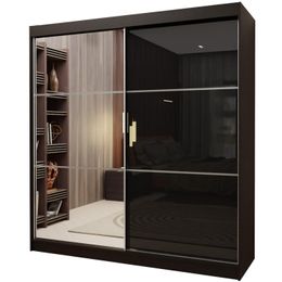 SCHWEBET&Uuml;RENSCHRANK VITALE 200/216/61 cm 2-t&uuml;rig mit Spiegel Schwarz