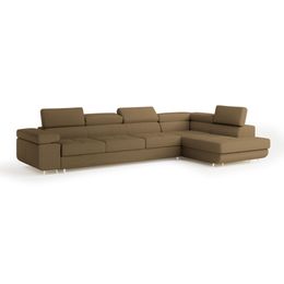ECKSOFA VICENTE Orange Boucle-Stoff mit Schlaffunktion