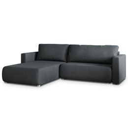 ECKSOFA TURIN Graphitfarben Geflochtener Stoff mit Schlaffunktion
