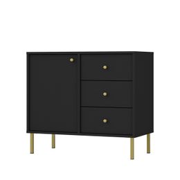 KOMMODE TORINO 84/74/41 cm mit 3 Schubladen 1 T&uuml;ren Graphitfarben