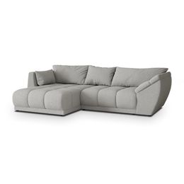ECKSOFA ORENTI L-S Hellgrau Boucle-Stoff mit Schlaffunktion