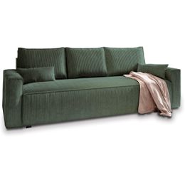 BETTSOFA MENI Gr&uuml;n Kordstoff mit Schlaffunktion