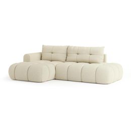 ECKSOFA FLUMA L-S Creme Boucle-Stoff mit Schlaffunktion