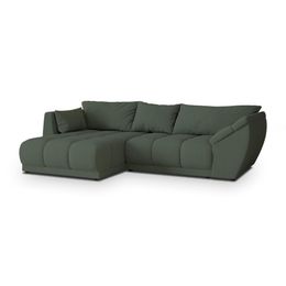 ECKSOFA ORENTI L-S Gr&uuml;n Boucle-Stoff mit Schlaffunktion