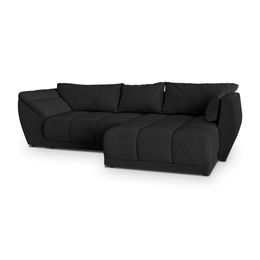 ECKSOFA ORENTI R-S Schwarz Velours-Stoff mit Schlaffunktion