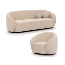 SITZGARNITUR 3+1 Roundi Cremewei&szlig; Boucl&eacute;