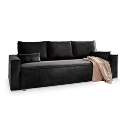 BETTSOFA ALATRI Schwarz Velours-Stoff mit Schlaffunktion