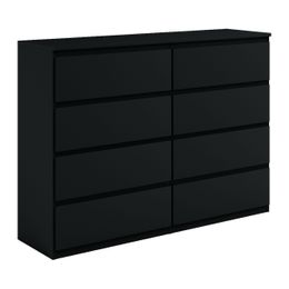 KOMMODE NUDO 138,5/101,5/39cm mit 8 Schubladen T&uuml;ren Schwarz
