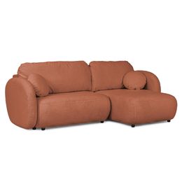 ECKSOFA Candy mit Schlaffunktion Terrakotta Boucl&eacute;-Stoff - Ottomane rechts