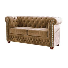 CHESTERFIELD-SOFA 2-sitzer Lauren Beige Samt