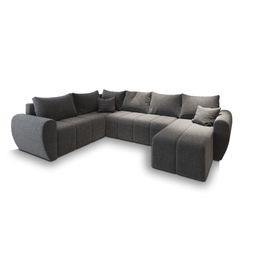 WOHNLANDSCHAFT MADISON XL L-S Hellgrau D&uuml;nner Stoff mit Schlaffunktion