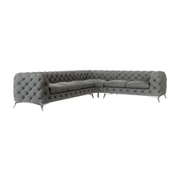 ECKSOFA Chesterfield Laura Grau Samt