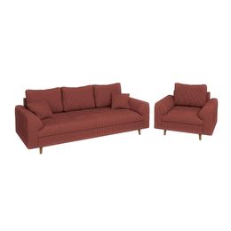 SITZGARNITUR 3+1 Alma Terrakotta Cord