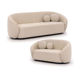 SITZGARNITUR 3+2 Roundi Cremewei&szlig; Boucl&eacute;