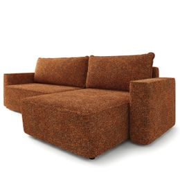 ECKSOFA BELARO BL Orange Chenille mit Schlaffunktion