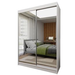 SCHWEBET&Uuml;RENSCHRANK BELLINA 150/216/61 cm 2-t&uuml;rig mit Spiegel Wei&szlig;