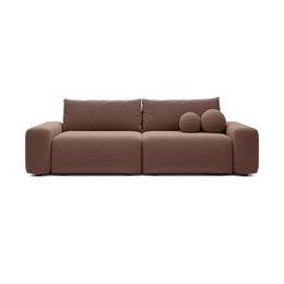BETTSOFA RUOTA Braun Bucle-Stoff mit Schlaffunktion