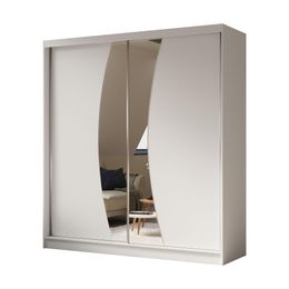SCHWEBET&Uuml;RENSCHRANK VOCE 200/216/61 cm 2-t&uuml;rig mit Spiegel Wei&szlig;