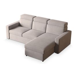ECKSOFA PADWA Beige Kordstoff mit Schlaffunktion