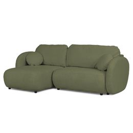 ECKSOFA Candy mit Schlaffunktion Gr&uuml;n Boucl&eacute;-Stoff - Ottomane links