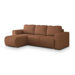 ECKSOFA RINOVA Kupferfarben Geflochtener Stoff mit Schlaffunktion