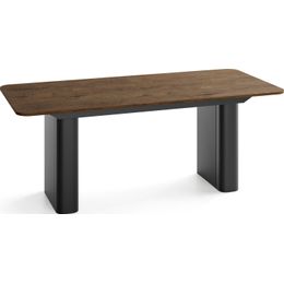 ESSTISCH Riven rechteckig ausziehbar verl&auml;ngerbar mit Butterfly-Auszug, Eiche Braun Rustikal 180-276/90/76 cm