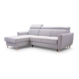 ECKSOFA SAPORE Grau Geflochtener Stoff mit Schlaffunktion