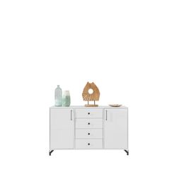KOMMODE LANZA 140/85/40cm mit 4 Schubladen 2 T&uuml;ren Wei&szlig;