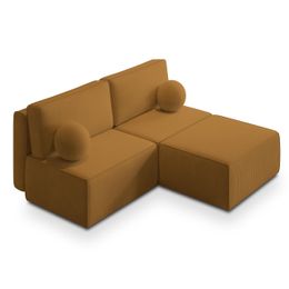 ECKSOFA VARNA P Gelb Kordstoff mit Schlaffunktion