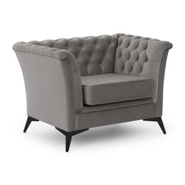 CHESTERFIELD-SESSEL Whitby Grau Samt mit schwarzen F&uuml;&szlig;en