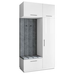GARDEROBENSCHRANK REMA 120/240/60 cm Modern Garderobe-Set Wei&szlig;