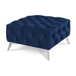 HOCKER Chesterfield Whitby Marineblau Samt mit silbernen F&uuml;&szlig;en