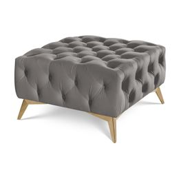 HOCKER Chesterfield Whitby Grau Samt mit goldenen F&uuml;&szlig;en