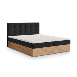 BOXBETT MOLVEN 140x200 cm mit Matratze und Topper - Schwarz