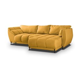 ECKSOFA VESTANO R-S Gelb Velours-Stoff mit Schlaffunktion