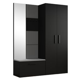 GARDEROBENSCHRANK MODULO 160,6/204/40 cm Modern Garderobe-Set Schwarz