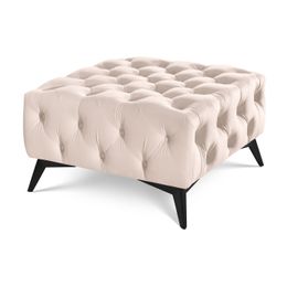 HOCKER Chesterfield Whitby Beige Samt mit schwarzen F&uuml;&szlig;en