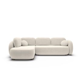 ECKSOFA AMICO II L-S Creme Geflochtener Stoff mit Schlaffunktion
