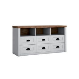 SIDEBOARD L&eacute;andre Wei&szlig; und Holz