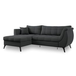 ECKSOFA MOLLIS Graphitfarben Geflochtener-Stoff mit Schlaffunktion