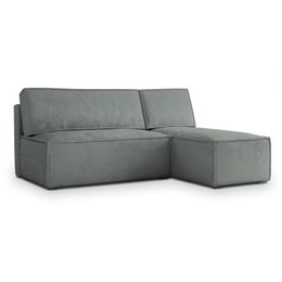 ECKSOFA BRISO M Grau Velours-Stoff mit Schlaffunktion