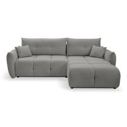 ECKSOFA MODA E Grau Geflochtener Stoff mit Schlaffunktion