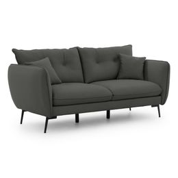 3-SITZER-SOFA Nordloft Dunkelgrau Samt
