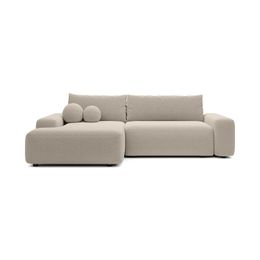 ECKSOFA RUOTA Beige Boucle-Stoff mit Schlaffunktion