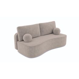 BETTSOFA ROTONDO Beige Bucle-Stoff mit Schlaffunktion