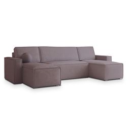 WOHNLANDSCHAFT PESANO M Lila Velours-Stoff mit Schlaffunktion