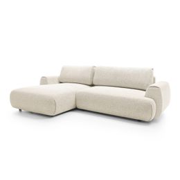 ECKSOFA ZEST Creme Geflochtener Stoff mit Schlaffunktion