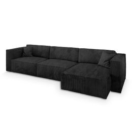 ECKSOFA TOLMO P Schwarz Kordstoff mit Schlaffunktion